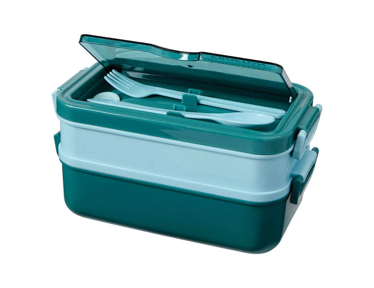 Crofton Two Tier Food Storage Box, Green & Teal