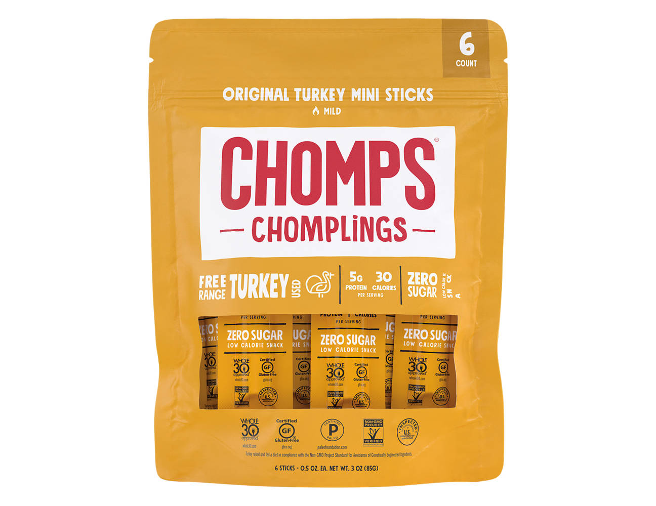 CHOMPS Original Turkey Chomplings Mini Sticks, 6 count