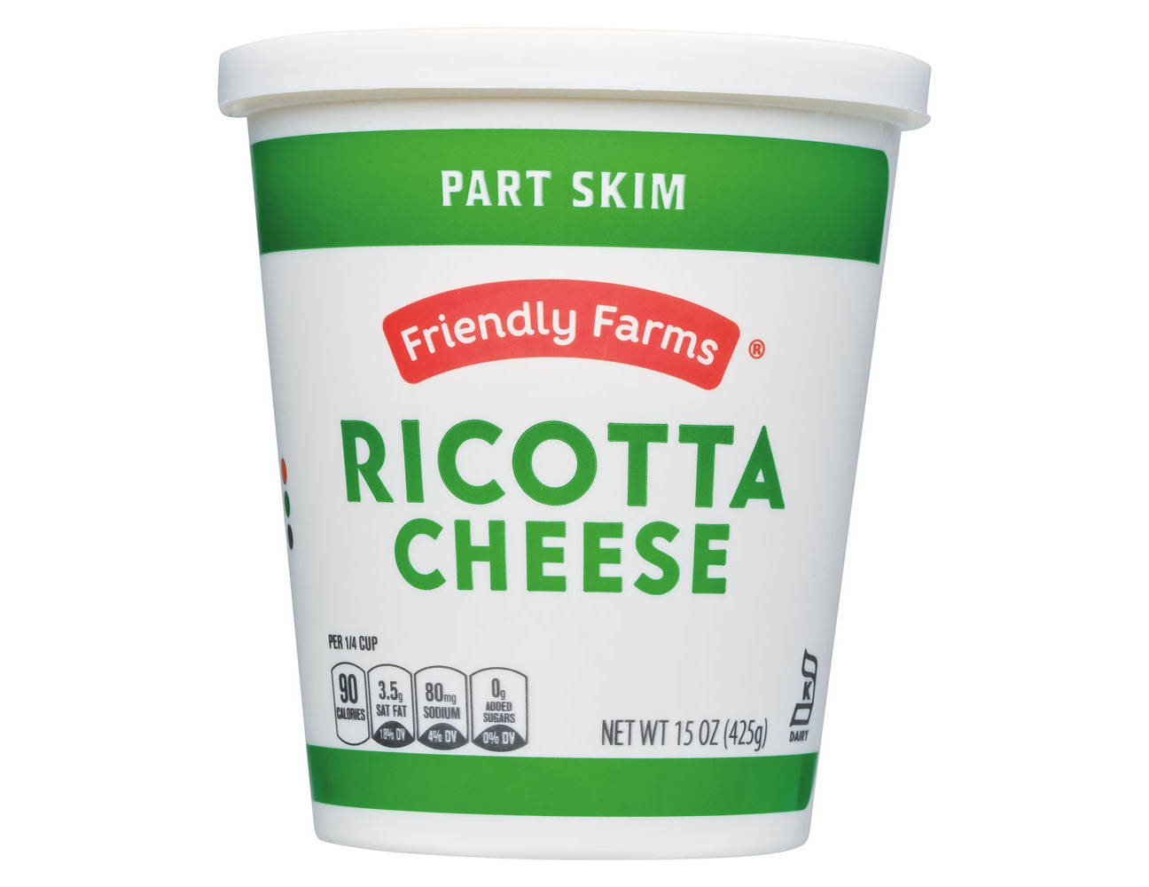 Friendly Farms Part Skim Ricotta Cheese, 15 oz