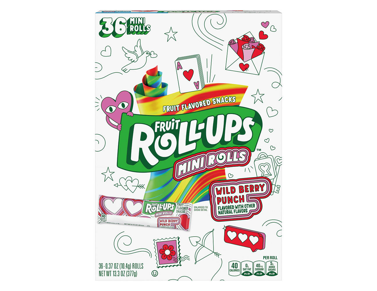 Betty Crocker Valentine's Fruit Roll-Ups Mini Rolls, 36 count