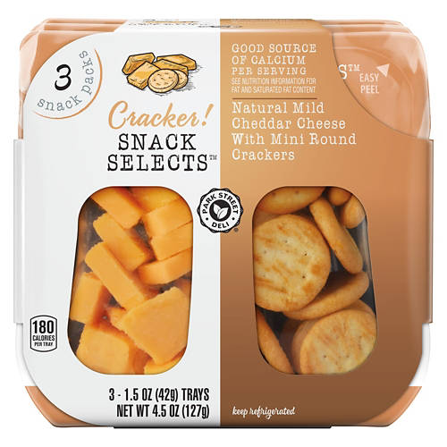 Park Street Deli Mild Cheddar Cheese and Cracker Snack Selects, 3 count