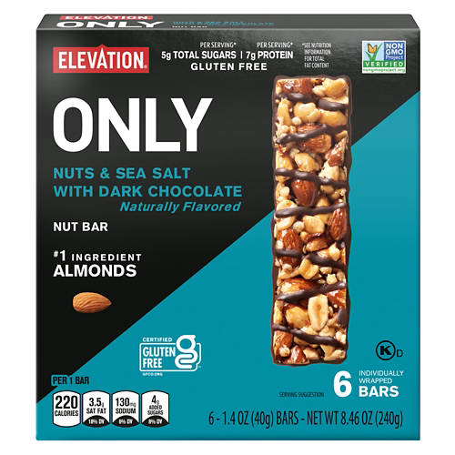 Elevation Dark Chocolate Nuts & Sea Salt Fruit and Nut Bar, 8.4 oz
