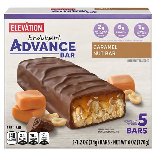 Elevation Caramel Nut Endulgent Advance Bars, 5 count